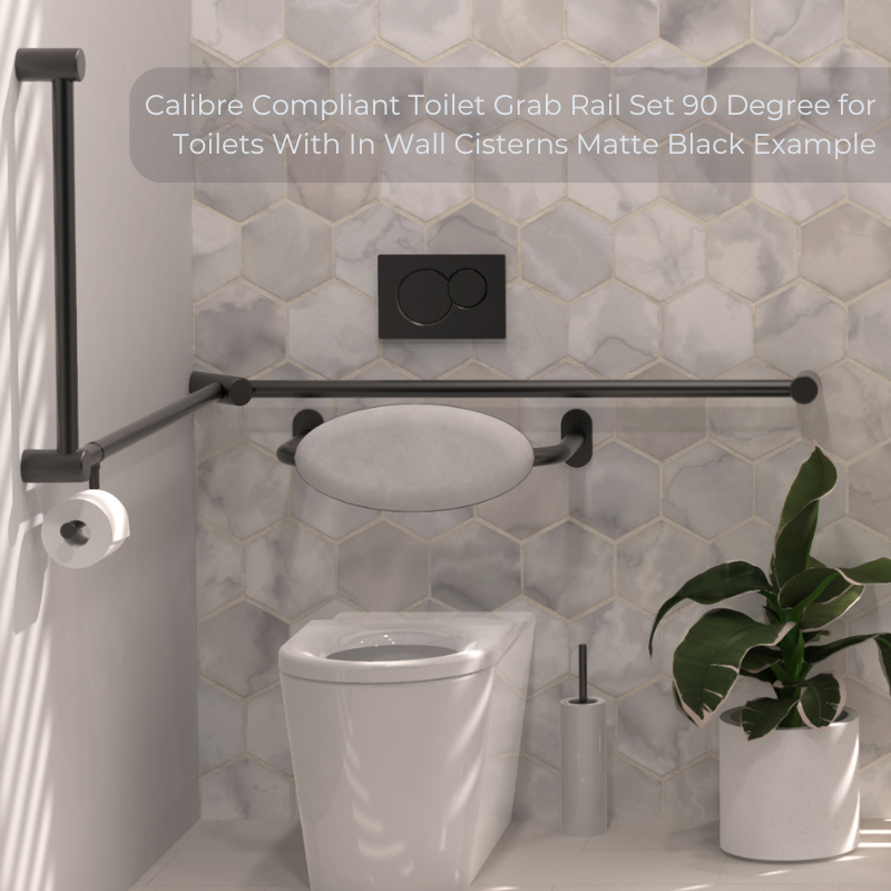 CALIBRE MECCA 32MM DDA TOILET GRAB RAIL SET 90 DEGREE CONTINUOUS 600X1 ...
