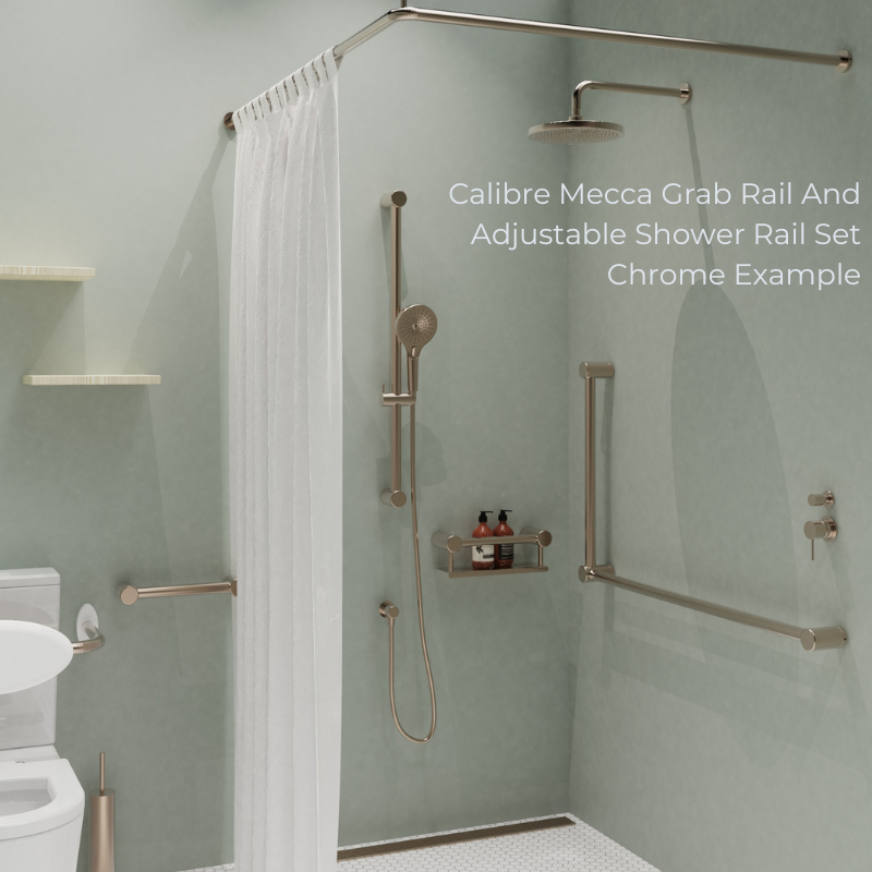 CALIBRE MECCA 25MM GRAB RAIL AND ADJUSTABLE SHOWER RAIL SET 900MM ...