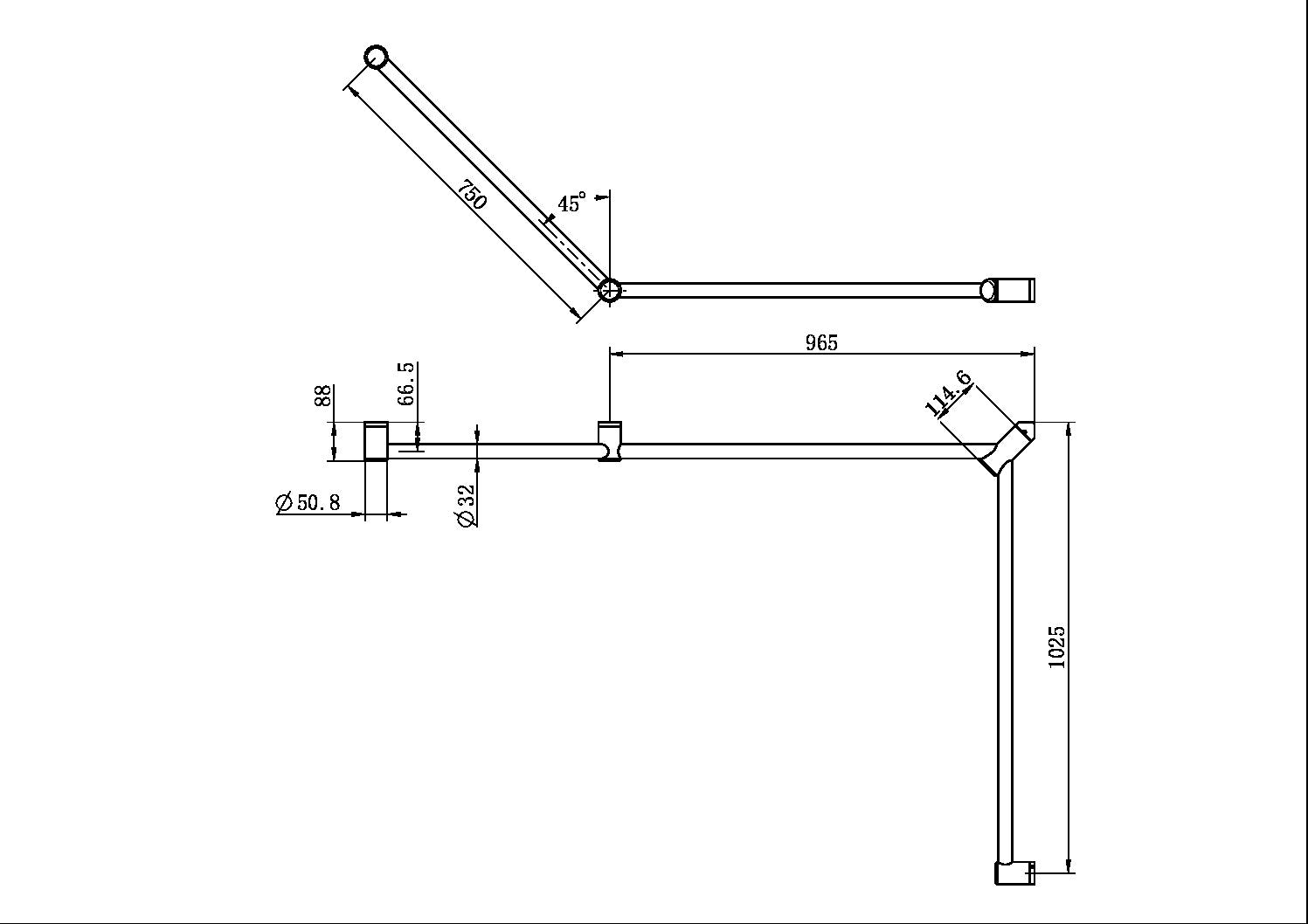 CALIBRE MECCA 32MM DDA TOILET GRAB RAIL SET 45 DEGREE CONTINUOUS 750X9 ...