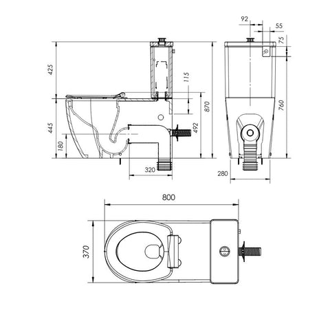 Floor Pan DDA 800mm Care Raised Height Back To Wall Toilet Suite ...